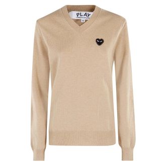 Comme Des Gar&ccedil;ons Femme, Pulls, Brun, Taille: 40 FR Knit Rhinestone Emblem