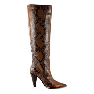 Roberto Festa Milano Schlangenmuster Leder High Heel Stiefel - - Shoes - Damen - Braun - 40 EU