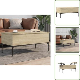 vidaXL The Living Store - Couchtisch Sonoma-Eiche 100x50x45 cm Holzwerkstoff und Metall - Couchtisch - Wohnzimmerstil - Holzwerkstoff - Metall