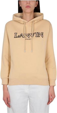 Lanvin Femme, Sweatshirts et sweats &agrave; capuche, Beige, Taille: 36 FR Curb Embroidered Sweat &agrave; capuche