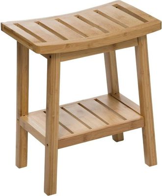 PEGANE Tabouret en bois de bambou coloris naturel - Longueur 39,5 x Profondeur 25,2 x Hauteur 46 cm