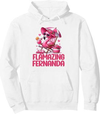 BDAZ Flamazing Fernanda Pink Flamingo, Tropische Strandszene, Damen Pullover Hoodie