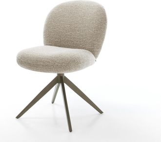 DELIFE Drehstuhl Nube-Flex Webstoff Soft Beige Kreuzgestell breit Effektfinish Titan 360° drehbar Wippfunktion Taschenfederkern, Esszimmerstühle