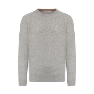 Brunello Cucinelli Hochwertiger Kaschmirpullover mit Rundhalsausschnitt - - Knitwear - Herren - Grau - L