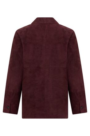 Max Mara Womens Suede Jacket Dark Ruby Lambskin Leather