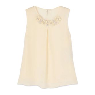 Oltre Seiden-/Viskose-Top mit Verzierungen - - Tops - Damen - Wei&szlig; - M