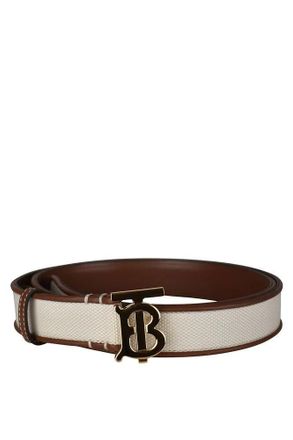Burberry G&uuml;rtel - Brown Leather And Beige Canvas Belt - Gr. L - in Schwarz - f&uuml;r Damen