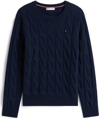 Tommy Hilfiger Damen Strickpullover aus Wolle mit Zopfmuster