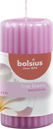 Bolsius Bolsius Gerippte S&auml;ule Magnolie 120/58 mm, Wachs, zartrosa, Einheitsgr&ouml;&szlig;e