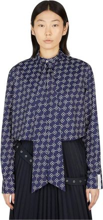 Rokh Femme, Blouses et Chemises, Bleu, Taille: 38 FR Double Layered Crop Top