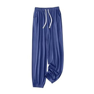 Generic Pantalon de pyjama pour femme - Pantalon dint&eacute;rieur &agrave; volants fins - Couleur unie - Style d&eacute;contract&eacute; - Taille &eacute;lastique - Coupe ample - Pantalon d&eacute;t&eacute;