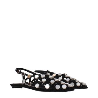 The Attico Womens Black Leather Ballet Flats