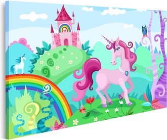 Islandburner Bunte Einhorn und Regenbogen Leinwand Bild für Kinderzimmer Bilder Drucke für Wohnzimmer Büro