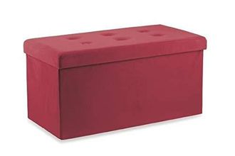 Galileo Casa 2194637 Klappbank mit Aufbewahrungsbox, Samt, Bordeaux, Rot, Maße: L 76 x B 37,5 x H 38 cm