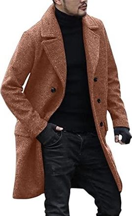 Generic Nouveau manteau dhiver pour homme style tendance beau manteau long laine manteau confortable chaud doux manteaux 2026, kaki, XXL