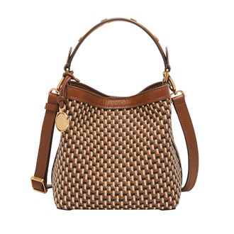 Fossil Damen Bucket Shoulder Bag Jessie Umh&auml;ngetasche, Neutral gewebt, Gr&ouml;&szlig;e S