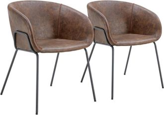 Happy Garden Happy Garden - Lot de 2 chaises en simili marron andré