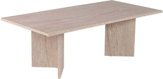 Hanah Home Elegant Coffee Table, Travertine Color, 18 mm Thick | 100% Melamine Coated Particle Board | Stylish Addition for Modern Living Rooms & Spaces