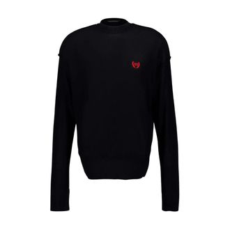 Balenciaga Schwarzer Oversized Pullover mit Distressed-Effekt - - Knitwear - Herren - Schwarzk - S