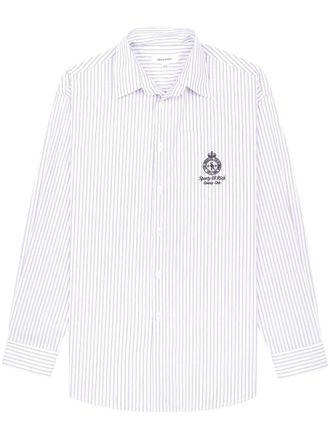 Sporty & Rich chemise ray&eacute;e &agrave; broderie Crown - Blanc