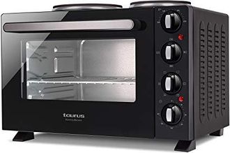 Taurus Taurus Electrifying Volcan - Four &eacute;lectrique avec plaques de cuisson 1500W, four &agrave; convection, 2 plaques de 185 et 155 mm de diam&egrave;tre, four 33L, minut