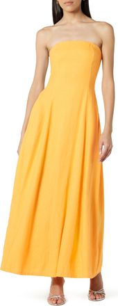 The Drop Carlota Strapless Linen Maxi Dress Kleider, Banane, XS