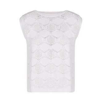 Max Mara &Auml;rmelloser Rundhals-Pullover - - Tops - Damen - Wei&szlig; - S