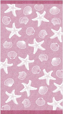 Delindo Lifestyle Strandtuch Miami, Seestern- und Muschelmuster, 100% Baumwolle, 100x180 cm groß, OEKOTEX-100, pink rosa
