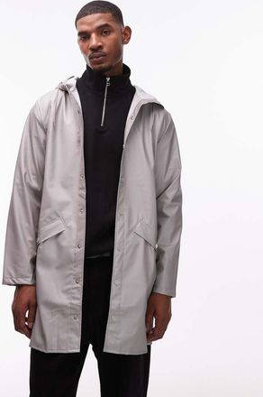 Rains 12020 - Veste &agrave; capuche longue imperm&eacute;able effet m&eacute;tallis&eacute;-Argent&eacute;