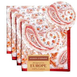 Maison d'Hermine Orient Lot de 4 Serviettes de Noël Confortables 100% Coton Doux et Confortable Idéal pour Un dîner en Famille Mariage Cocktail Cuisine Accueil Thanksg