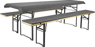 Brandsseller Lot de 3 - Ensemble de Coussins pour Mobilier de Brasserie 2 Coussins de Banc rembourr&eacute;s 220x25 cm et 1 Nappe 240x70 pour tous Table de Jardin ou Chap