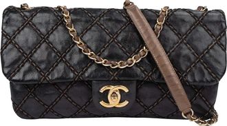 Chanel Crossbody Bags - Chanel Quilted Deerskin Single Flap Crossbody Bag - Gr. unisize - in Schwarz - f&uuml;r Damen