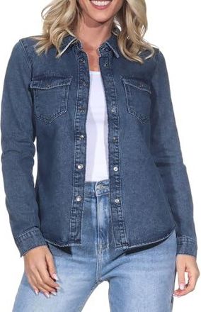 Vero Moda Vmjennie Ls Shirt Mix Noos Chemise, Denim Bleu médium, XS Femme