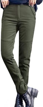Minetom Pantalon Ski Randonnee Femme Chaud Doublé Polaire Outdoor Softshell Pantalon Sport Pantalon Camping Trekking Hiver Pants A Vert L