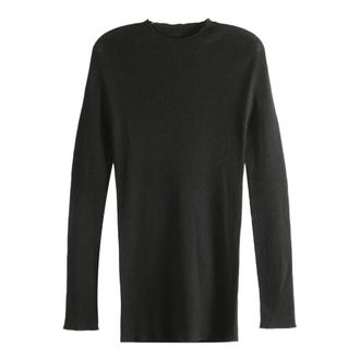 Rick Owens Homme, Pulls, Noir, Taille: L Col Rond C&ocirc;tel&eacute;