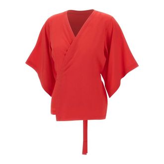 KANGRA Femme, Blouses et Chemises, Rouge, Taille: 38 FR Blouse en cr&ecirc;pe de soie