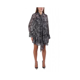 Michael Kors Metallic Paisley Georgette Kleid mit Bindekragen - - Dresses - Damen - Schwarzk - S