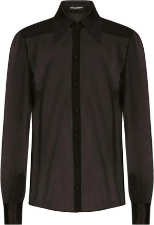 Dolce & Gabbana Femme, Blouses et Chemises, Noir, Taille: 40 FR Sheer Button-Up Shirt