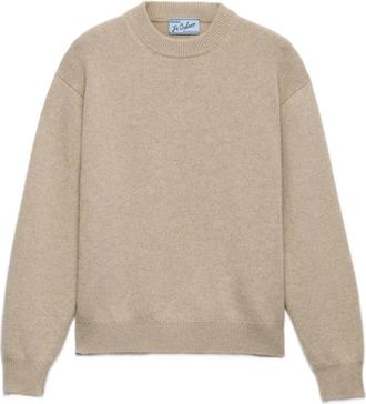 Prada pull nervuré à plaque logo - Tons neutres