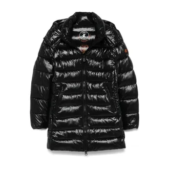 Save The Duck Femme, Vestes, Noir, Taille: 42 FR Manteau en nylon coupe-vent avec capuche amovible