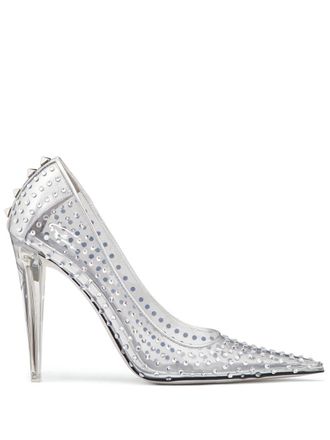 Valentino Garavani escarpins transparents à ornements en cristal - Blanc