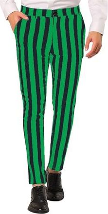 Generic Pantalon habill&eacute; ray&eacute; d&eacute;contract&eacute; pour homme, coupe ajust&eacute;e, bloc de couleur, pantalon de robe crayon, jambe droite, pantalon bloc de couleur, noir/ve