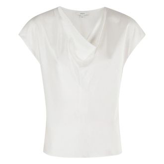 Vince Seidenbluse mit Wasserfallausschnitt - - Tops - Damen - Wei&szlig; - M