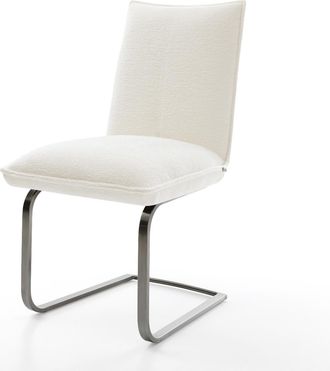 DELIFE Freischwinger Lelio-Flex Bouclé Soft Beige Freischwinger flach Graphit Taschenfederkern, Esszimmerstühle