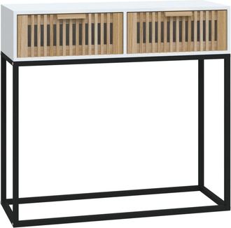 vidaXL Table console blanc 80x30x75 cm bois ding&eacute;nierie et fer Vidaxl