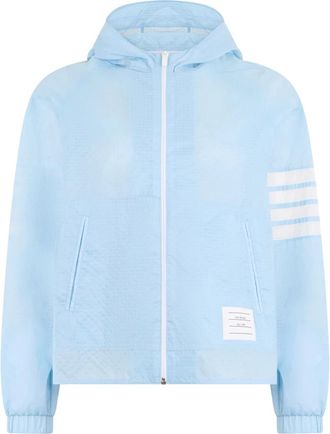 Thom Browne Femme, Vestes, Bleu, Taille: 38 FR Veste 4-Bar en Ripstop