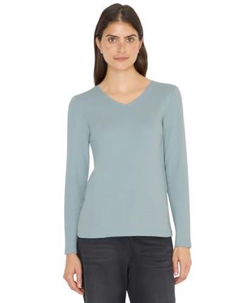 Cecil T-Shirt &agrave; Manches Longues et col en V - Bleu Menthe Clair - Taille XL