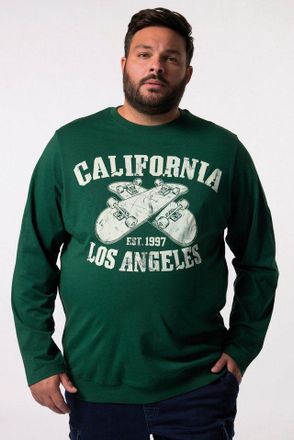 Men Plus T-Shirt Langarmshirt Bauchfit Brustprint Rundhals