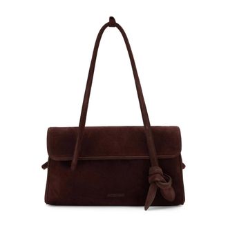 Jacquemus Le Chiquito Sac Bandouli&egrave;re en Daim - Femme - Sacs - Rouge - Taille: ONE Size