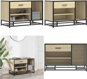 vidaXL Schuhbank Sonoma-Eiche 80x40x53,5 cm Holzwerkstoff und Metall - Vidaxl